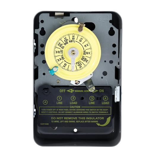 24-HOUR MECHANICAL TIME SWITCH, 120 VAC, 60HZ, DPST, INDOOR METAL ...