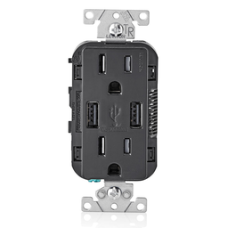 60W (20V@2.5A+ 5V@2A) USB Dual Type A/Type-C Power Delivery Wall Outlet ...