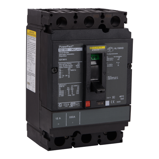 CIRCUIT BREAKER, POWERPACT H, 15A, 3 POLE, 600VAC, 14KA, BUSBAR ...