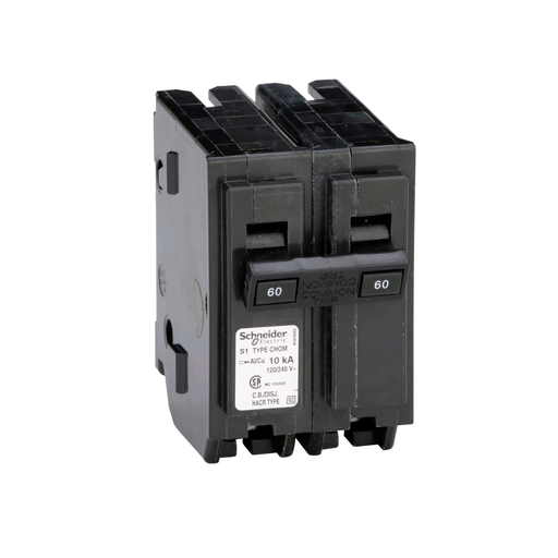 Schneider Electric CHOM260 Homeline Miniature Circuit Breaker, 60A, 2 Pole, 120/240V AC, 10 kA