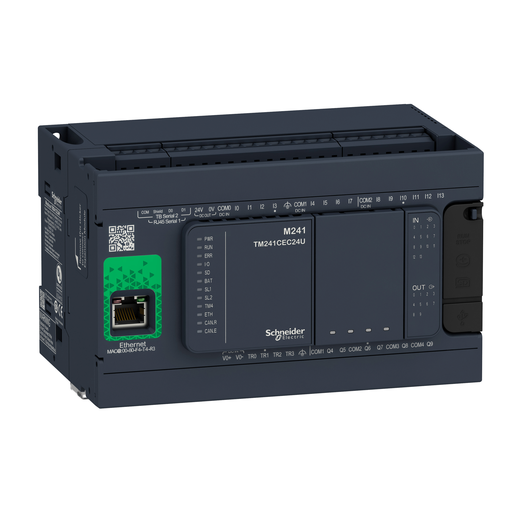 LOGIC CONTROLLER, MODICON M241, 24 IO, RELAY, ETHERNET